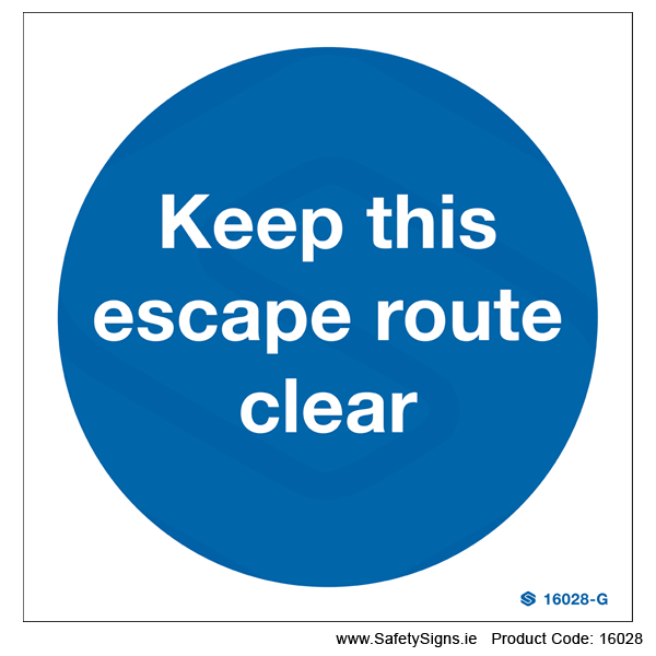 Keep Escape Route Clear - 16028 — SafetySigns.ie