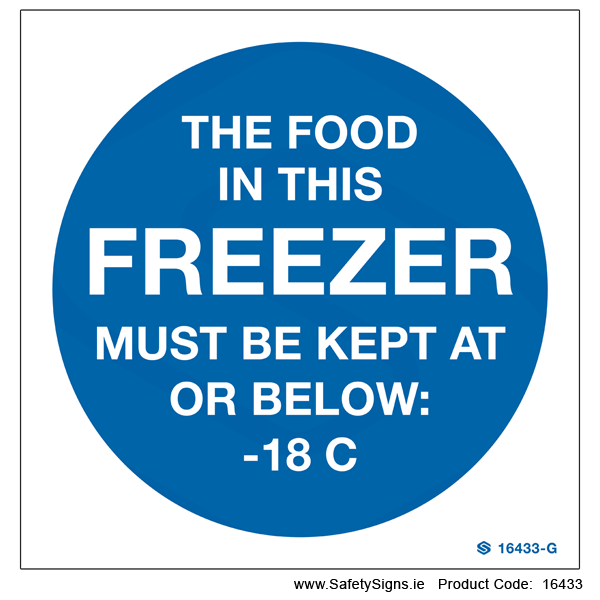 Freezer Temperature - 16433 — SafetySigns.ie