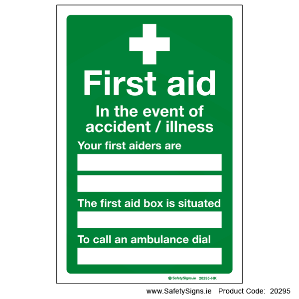 First Aid - 20295 — SafetySigns.ie