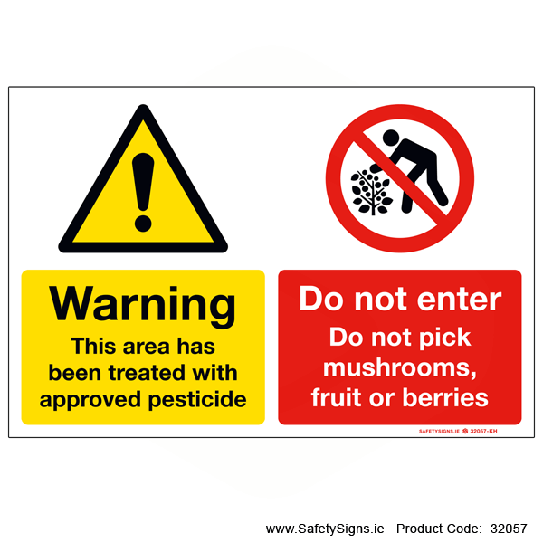 Area Treated with Pesticide - Do not Pick Fruit - 32057 — SafetySigns.ie