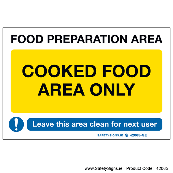 Cooked Food Area - 42065 — SafetySigns.ie