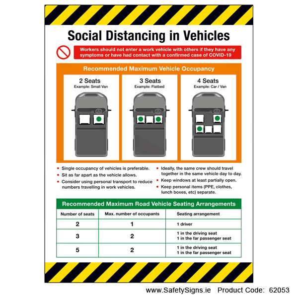 Covid-19 Vehicle Social Distancing - CIF - 62053 — SafetySigns.ie