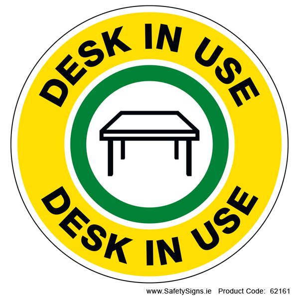Desk in Use (Circular) - 62161 — SafetySigns.ie