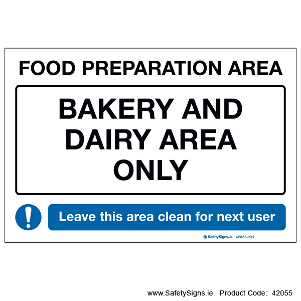Bakery and Dairy Area - 42055 — SafetySigns.ie