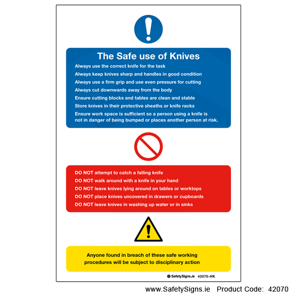 Safe use of Knives - 42070 — SafetySigns.ie