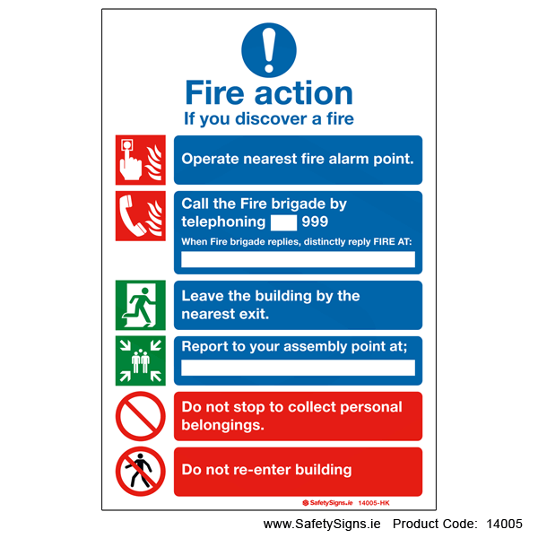 Fire Action - 14005 — SafetySigns.ie
