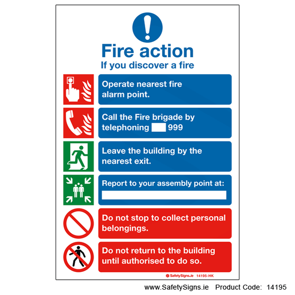 Fire Action Notices — SafetySigns.ie