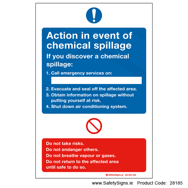 Spill Emergency Action - 28185 — SafetySigns.ie