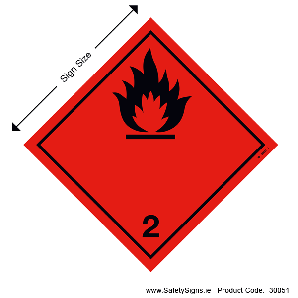 Class 2 - Flammable Gas - 30051 — SafetySigns.ie