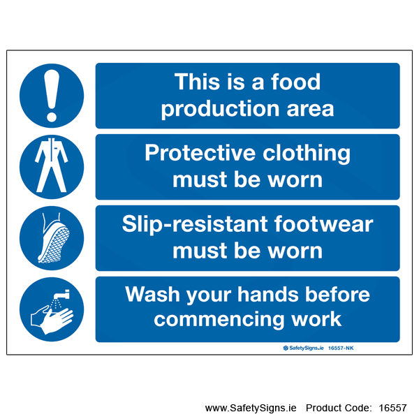 Food Production Area - 16557 — SafetySigns.ie