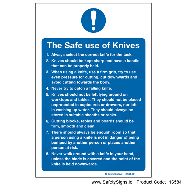 Safe use of Knives - 16584 — SafetySigns.ie