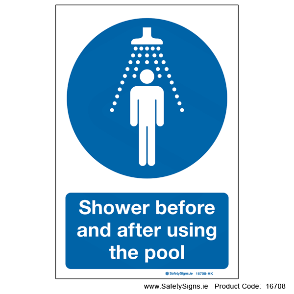 Shower before and after using Pool - 16708 — SafetySigns.ie