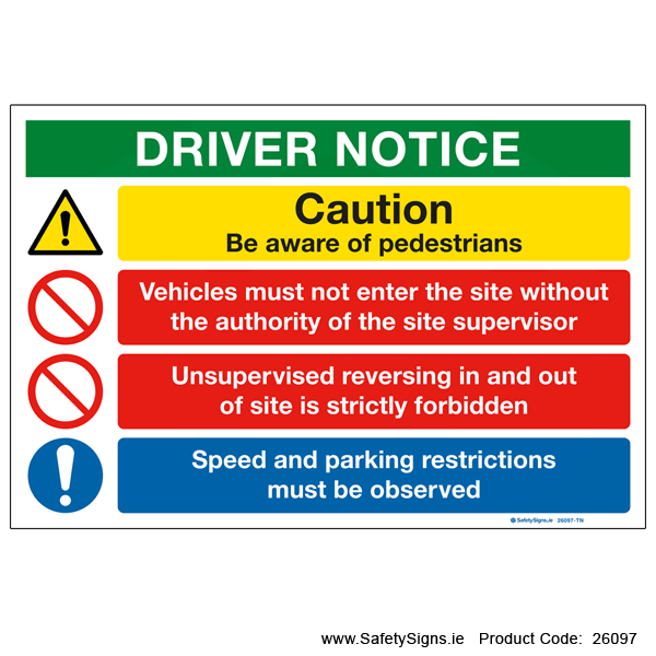 Driver Notice - 26097 — SafetySigns.ie