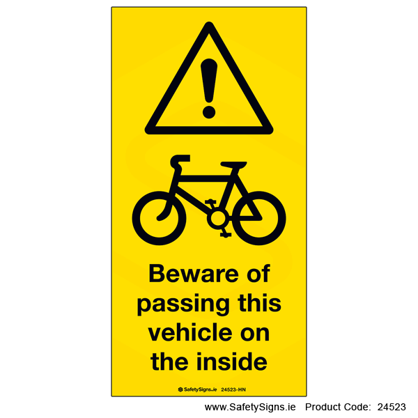 Beware of Passing Vehicle on Inside - 24523 — SafetySigns.ie